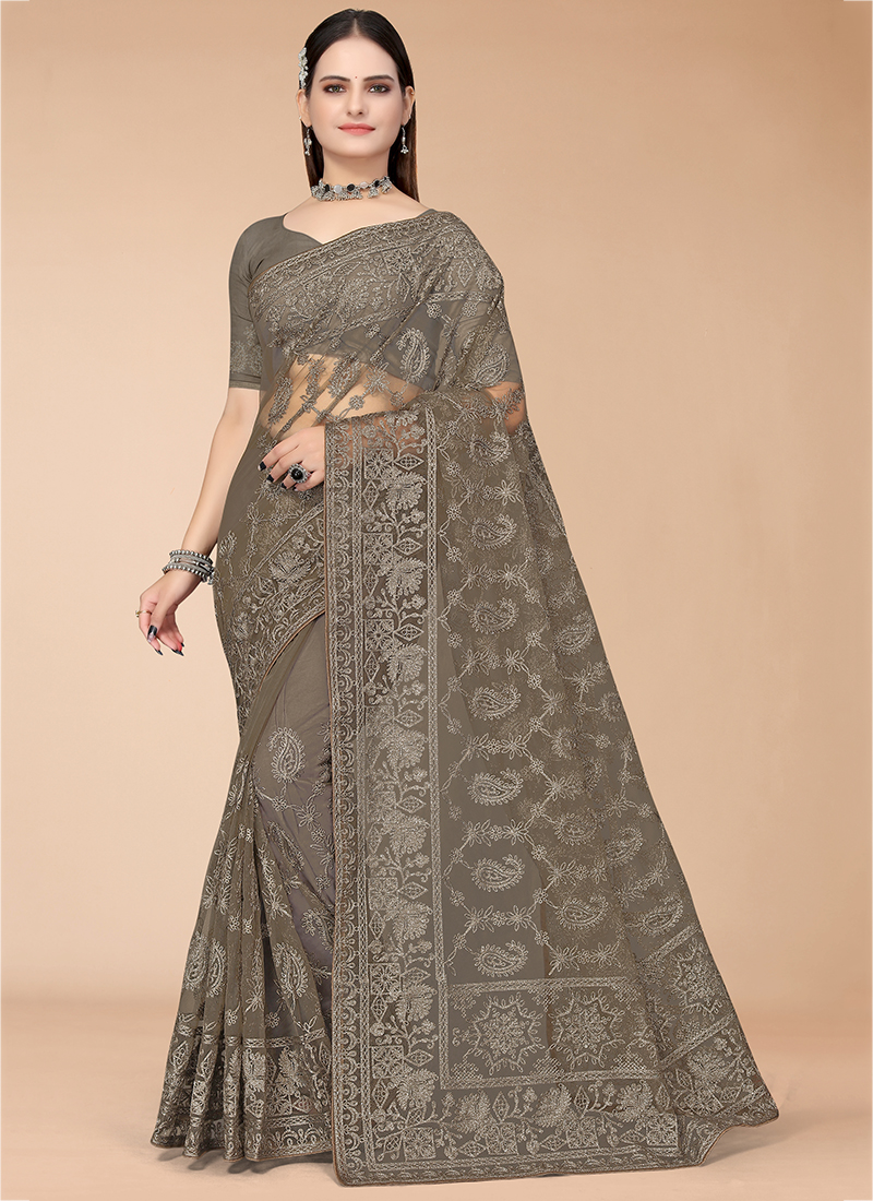 Net Saree With Kalamkari