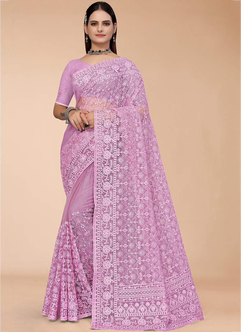 Net Saree With Kalamkari