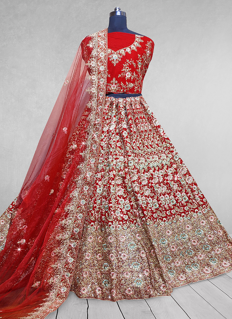 Zikkra Vol 22 Wedding Wear Hand Work Velvet Lehenga Cholis Collection ...