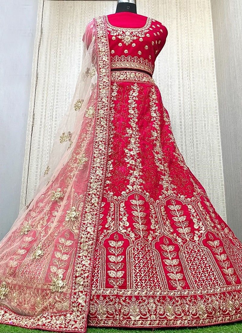 Buy Rani Velvet Wedding Wear Zarkan Work Lehenga Choli Online From ...