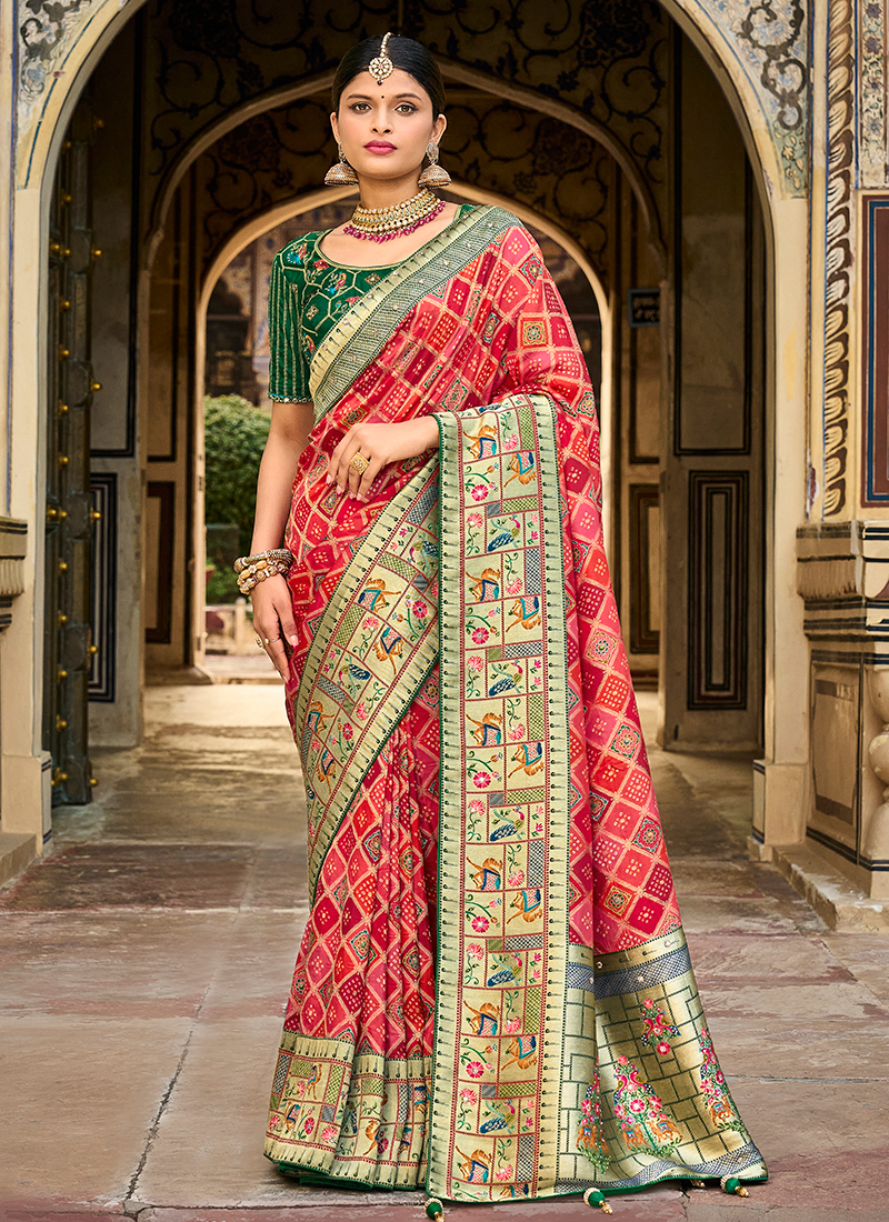 Buy Gajri Pure Dola Reception Wear Hand Work Saree Online From ...