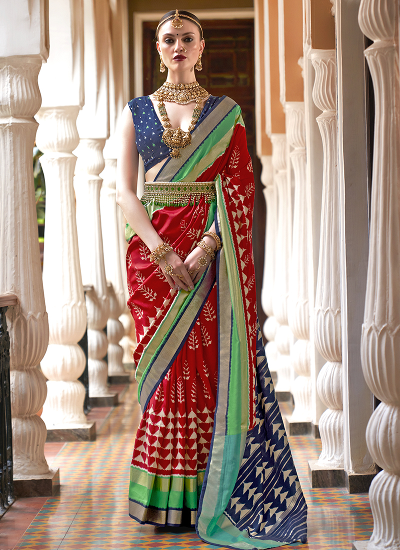 Buy Red Pure Silk Traditional Wear Weaving Saree Online From Wholesale ...