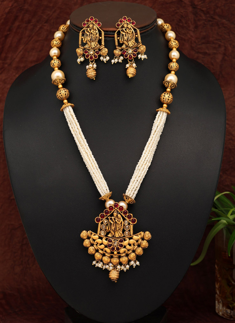 Rani Matte Gold Temple Necklace Set Catalog