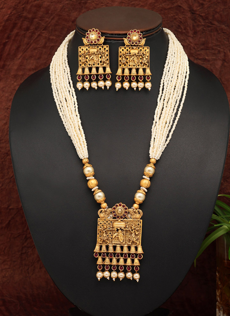 Rani Matte Gold Temple Necklace Set Catalog