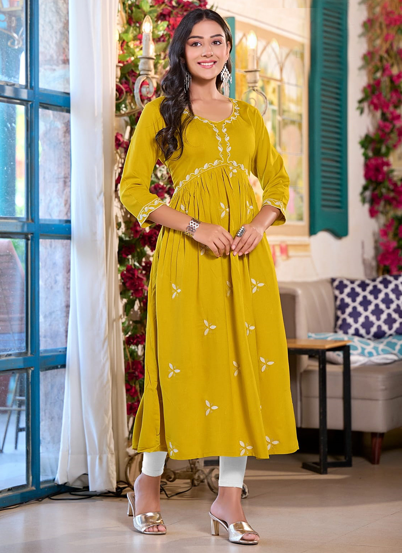 Celebrations 2 Rayon Wholesale Alia Cut Kurtis 6 Pieces Catalog Catalog