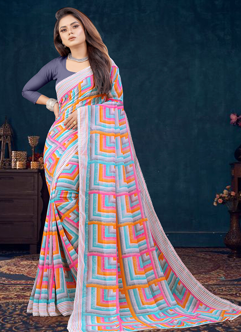 Satrangi Georgette Wholesale Printed Sarees 9 Pieces Catalog Catalog