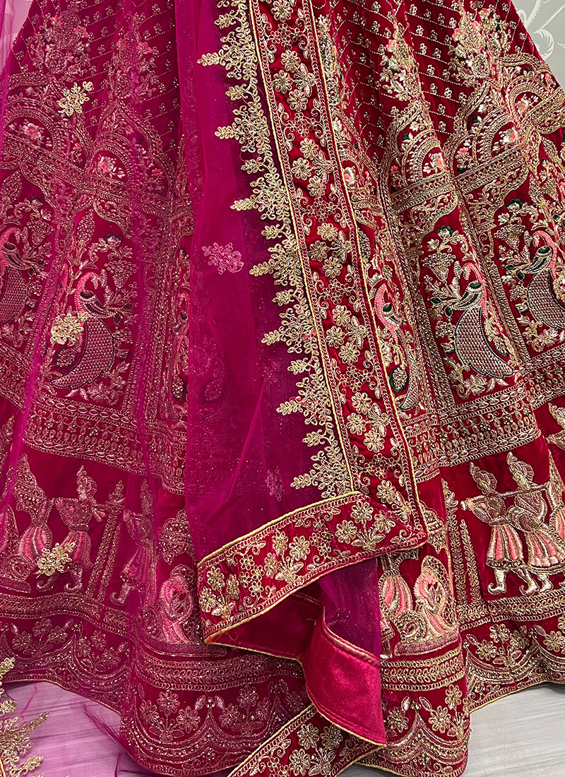 Buy Rani Velvet Reception Wear Dori Work Lehenga Choli Online From ...