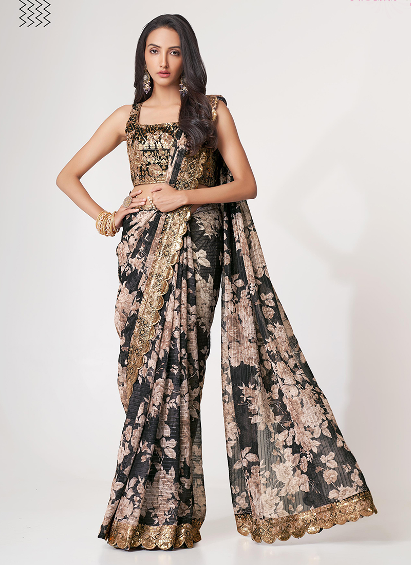 Floral Sarees Vol 1 Organza Wholesale Sarees 9 Pieces Catalog Catalog