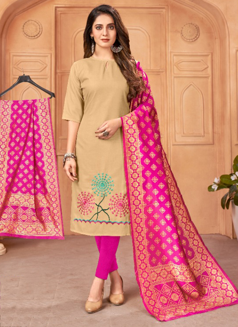 Buy Handloom Slab Beige Festival Wear Weaving Readymade Kurti Set ...