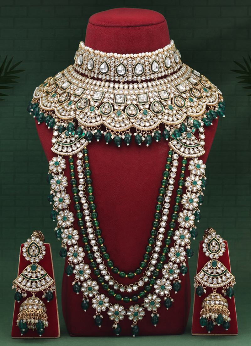 Maroon & Green Color Meena Work Kundan Dulhan Set Catalog