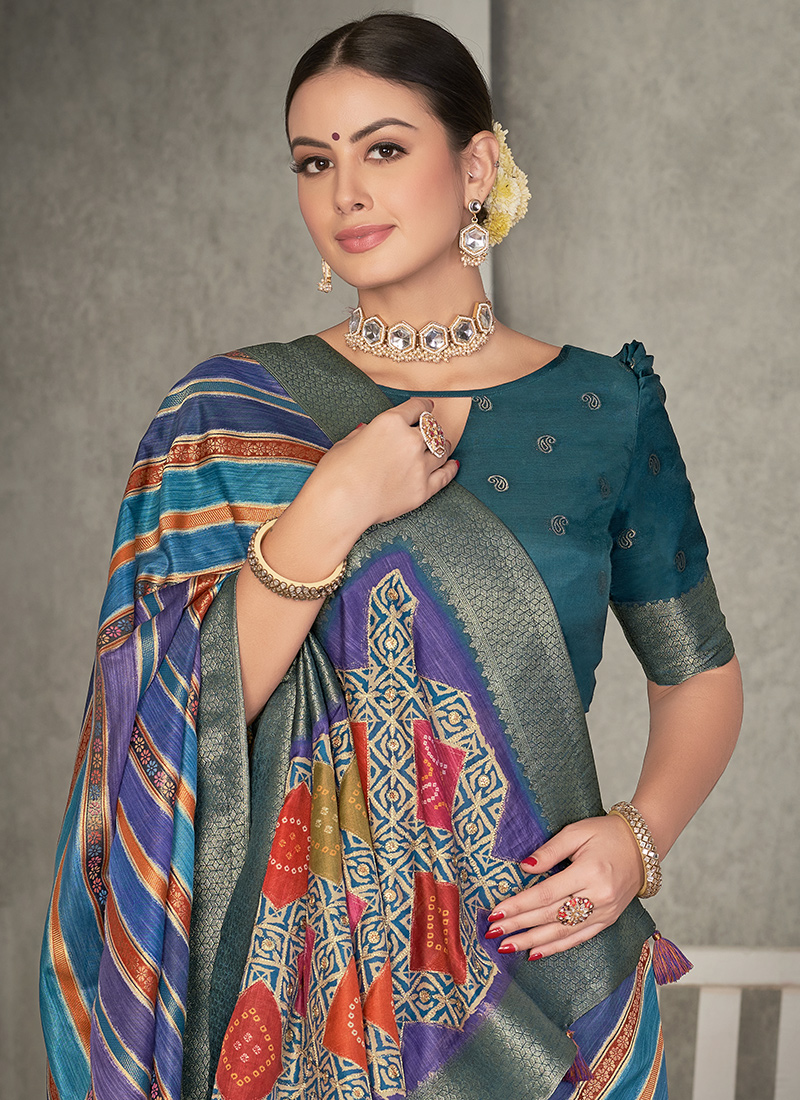 Buy Blue Rangat Tussar Silk Party Wear Weaving saree Online From ...