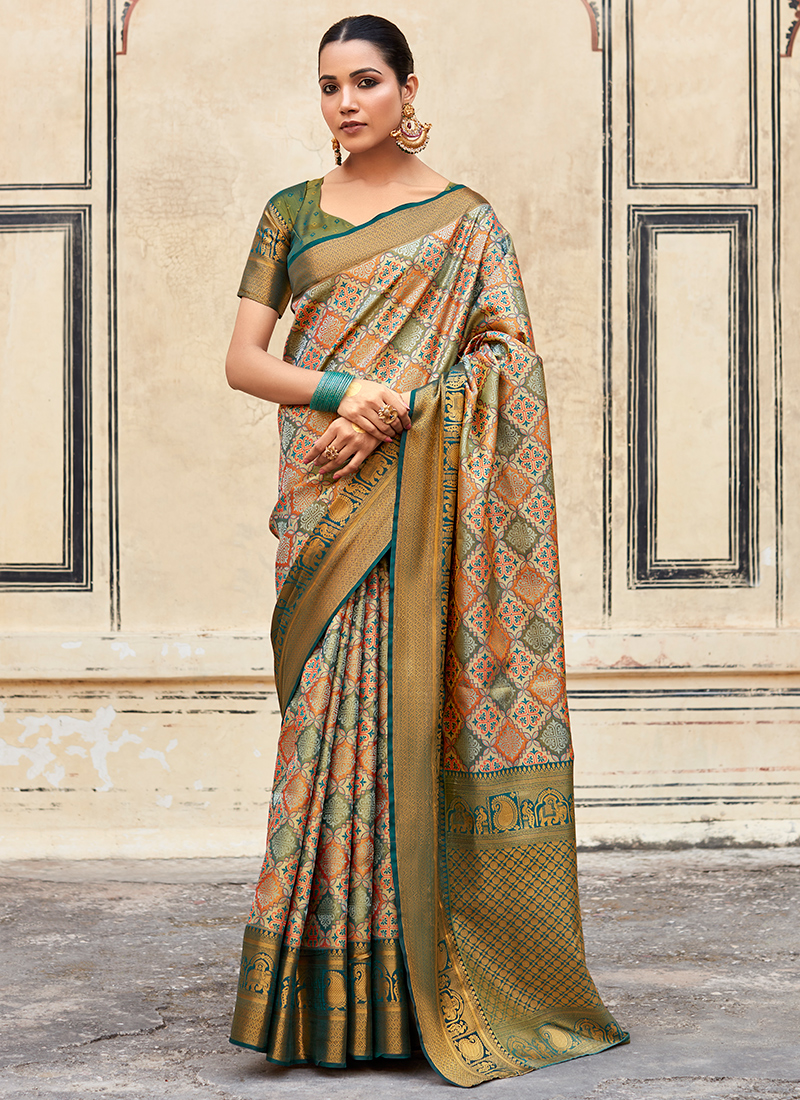 Buy Dark Green Pure Pattu Silk Wedding Wear Weaving Saree Online From ...