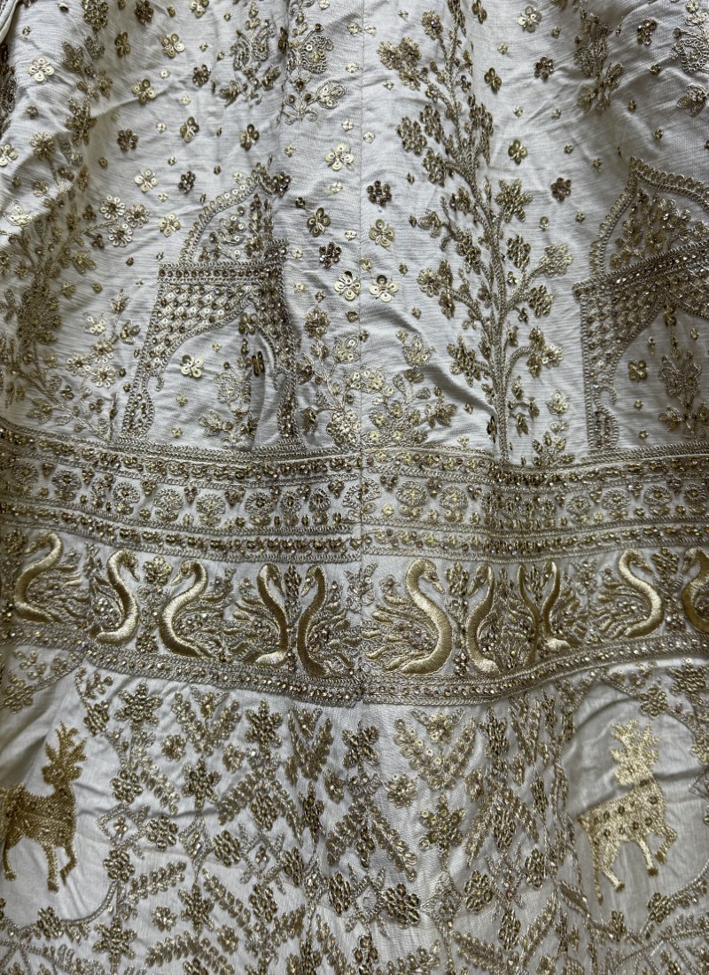 Buy Heavy Silk Biege Wedding Wear Dori Embroidery Work Lehenga Choli ...