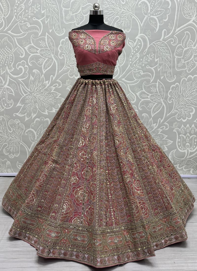 Buy Net Pyazi Party Wear Embroidery Work Lehenga Choli Online From ...