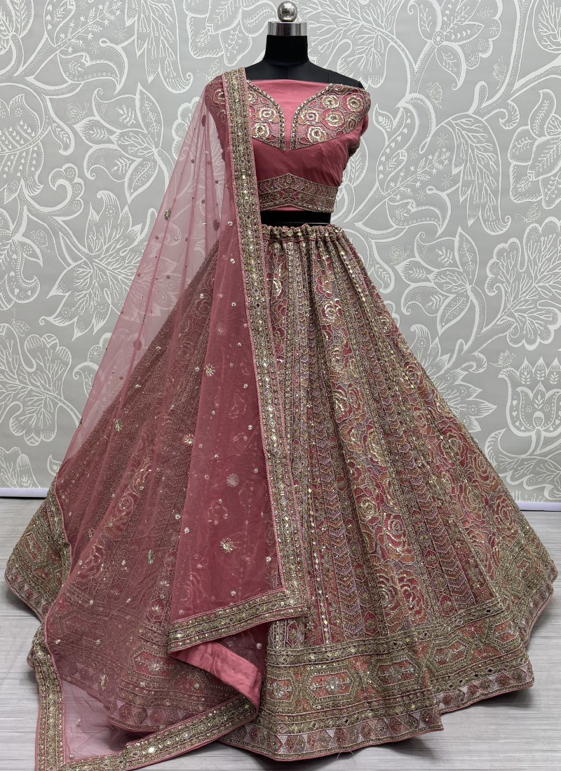 Buy Net Pyazi Party Wear Embroidery Work Lehenga Choli Online From ...