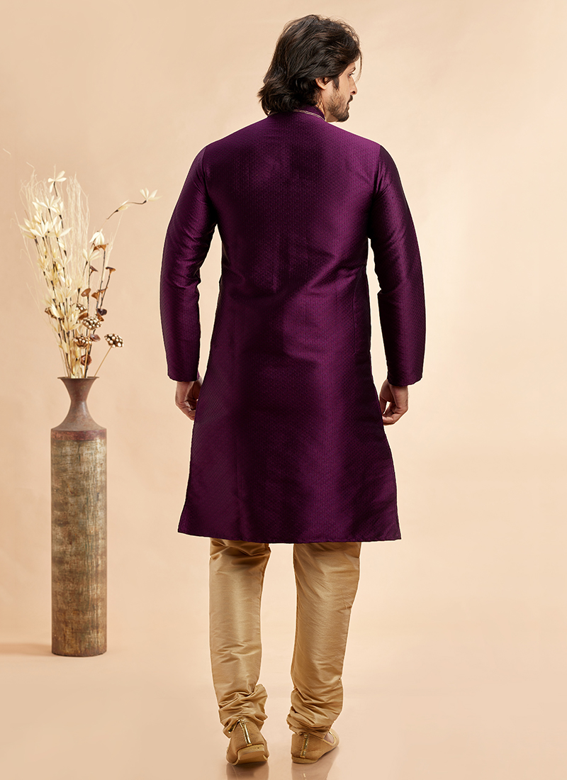 Buy Jacquard Art Silk Magenta Festival Wear Machine Work Readymade ...