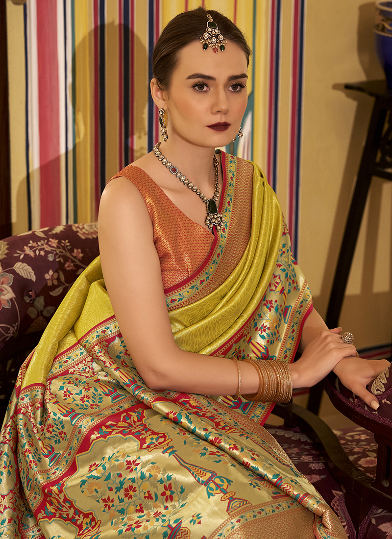 Buy Soft Tissu Silk Mustard Traditional Wear Weaving Saree Online From ...