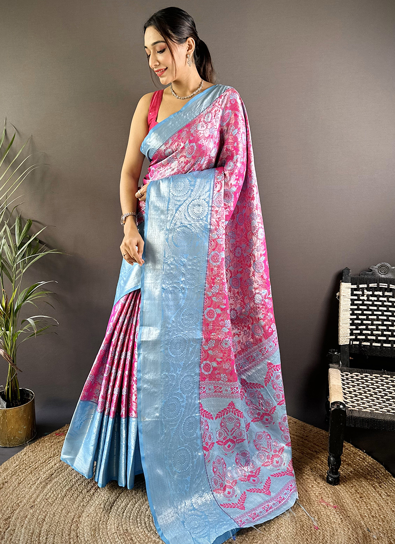 Tissue Silk Wedding Wear Saree 4 Pieces Catalog Catalog