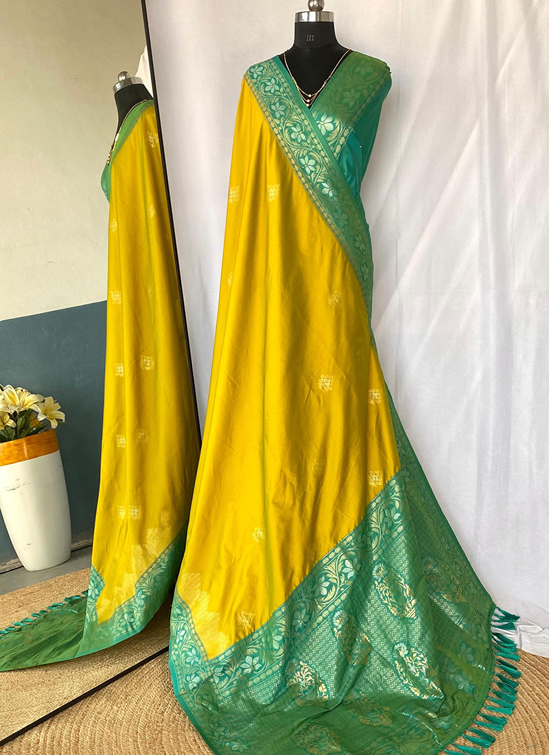 Buy Silk Mustard Traditional Wear Weaving Saree Online From Wholesale ...