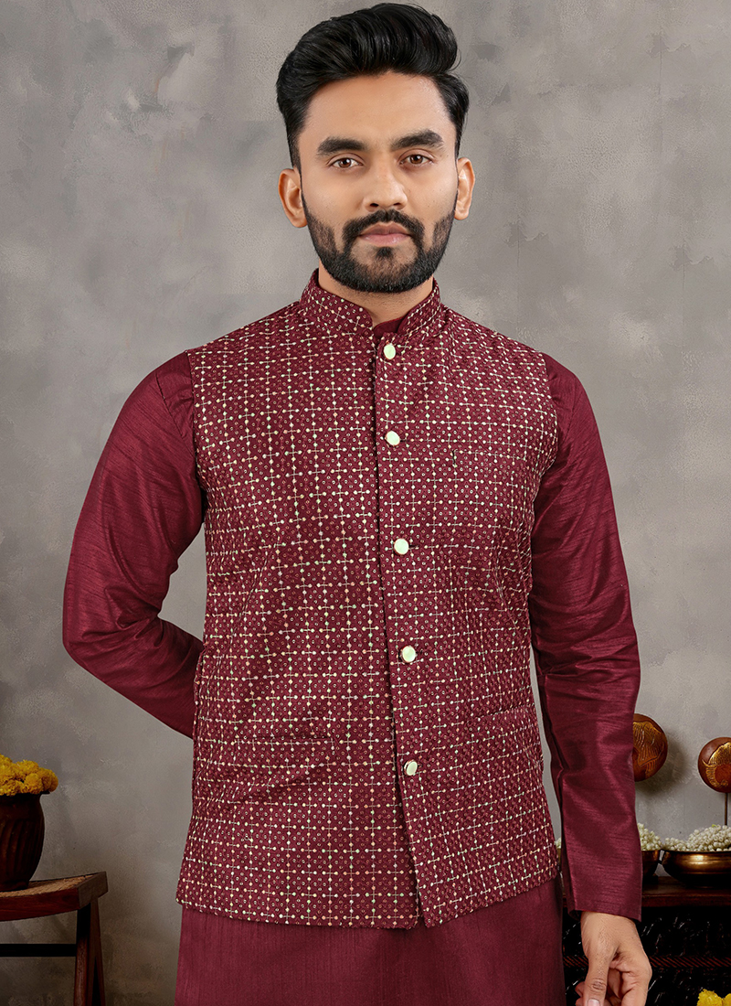 Buy Banglori Silk Maroon Ceremonial Wear Sequins Work Readymade Modi ...