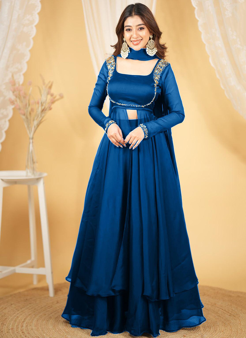 Rangoli Silk Designer Wear Readymade Gown 4 Pieces Catalog Catalog