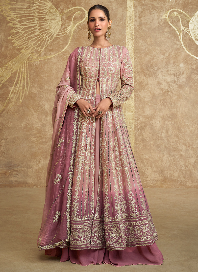 Real Georgette Wedding Wear Readymade Gown 4 Pieces Catalog Catalog