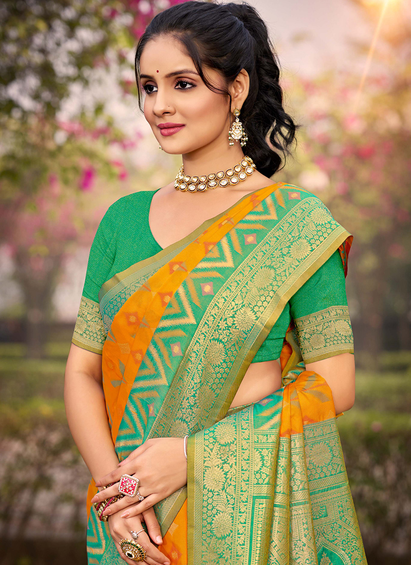 Buy Silk Mustard Traditional Wear Weaving Saree Online From Wholesale ...