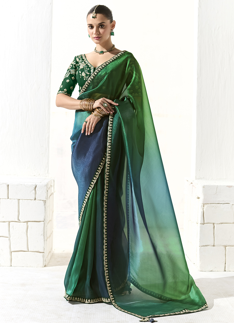 Organza Tissue Black Festival Wear Saree 15 Pieces Catalog Catalog